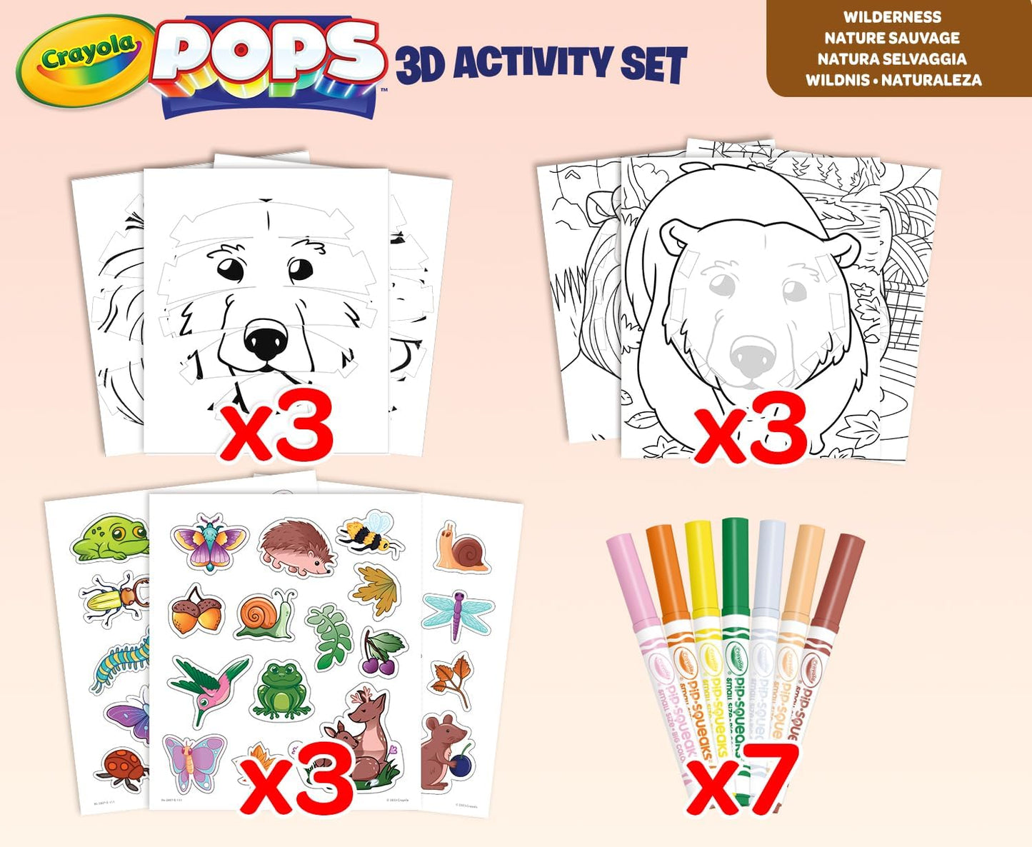 Buy Crayola - Pops 3D Coloring Kit - Wilderness | Innovative 3D Artwork ...